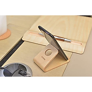 SAMDI Natural Minimalism Birch Small Wood Desk Cell Smartphone Mobile Phone Dock Holder Stand for Desk Stand Wooden Holder for iPhone 8 Plus X 6 6s 7 Plus 5 5s 5c,Wood iPhone Stand Dock Desktop, White