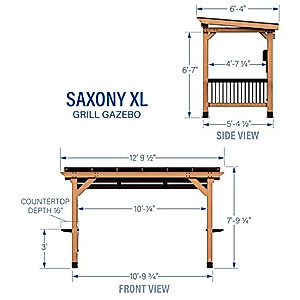 Backyard Discovery Saxony XL Grill Gazebo, 2 full Size Grills, Griddles or Smokers Steel Metal Roof, Wind Resistant - 100 mph, Supports 30 In of Snow, Electrical Outlet, USB, Grilling Hooks