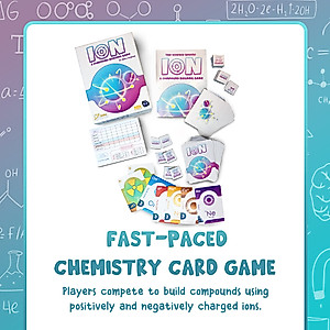 Genius Games Ion: A Compound Building Game (2nd Edition) - A Chemistry Card Drafting Game About Cations, Anion, Noble Gases - Science Accurate Board Game for High School Students, Teachers and Adults
