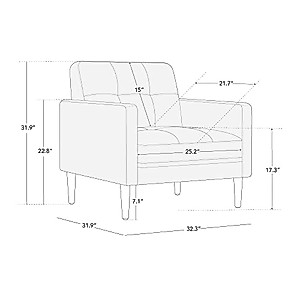 CHITA Mid-Century Sofas Furniture 32.3''W Faux Leather Single Sofa Couch Sets for Living Room Apartment, Grey