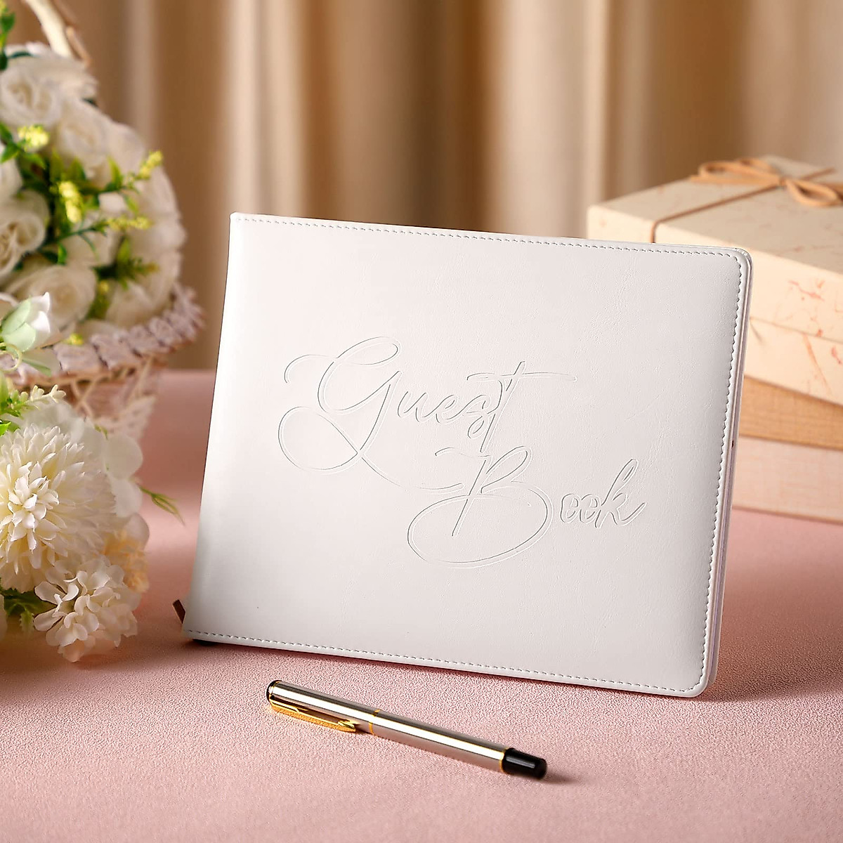 Panelee Wedding Guest Book with Pen Set Elegant Guest Sign in Books Bridal Shower Guestbook Beautiful Guest Book Wedding Reception Guestbook for Wedding