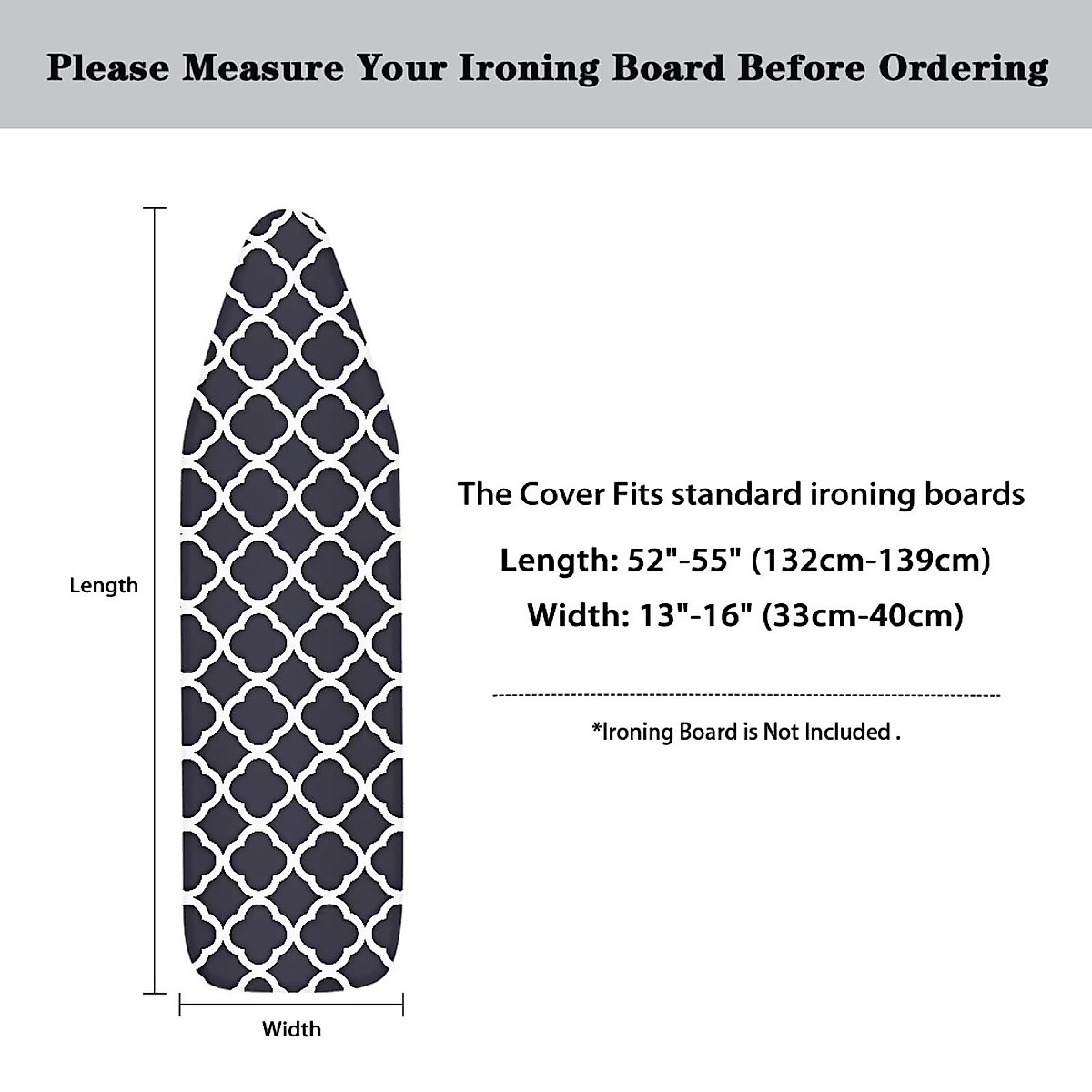 Psesaysky Iron Board Cover Resist Scorching Stretchable Iron Cover for Ironing Lattice Moroccan Geometric Trellis Soft Table Top Ironing Board Cover
