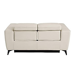 Blackjack Furniture Ferrara Power Reclining Sofa Loveseat with USB Ports to Charge Devices, Adjustable Multi-Position Headrests, Wall Hugger Design, 64.3" W, Beige