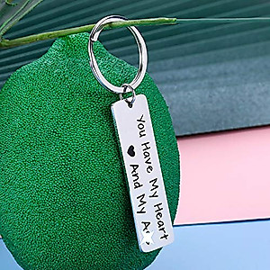Funny Husband Boyfriend Christmas Valentines Day Gift Keychain from Girlfriend Wife Funny Wedding Stocking Stuffer Anniversary Birthday Gag Gifts for Couple Women Men You Have My Heart Present Him Her