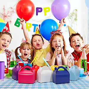 Bssay 30 Pack Party Favor Treat Boxes,Goodie Boxes,Gable Paper Gift Boxes with Handles Perfect for Birthday Party,Wedding,Christmas,Baby Shower 6.5 x 4 x 4 Inches (Blue)