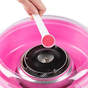 Countertop Cotton Candy Machine – Includes Scoop and 10 Serving Sticks – Works with Cotton Candy Sugar or Hard Candy by Great Northern Popcorn (Pink) (83-DT6084)