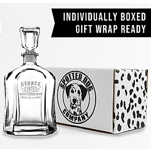 Personalized Etched Glass 23oz Whiskey Decanter, Custom Engraved Fathers Day Gift, Retirement, Anniversary, Housewarming, Customized Bourbon Gifts for Men, Scotch Birthday Gifts,Him,Dad, OG Bernard