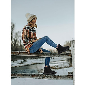 TEMOFON Women Snow Boots Winter: Warm Black Ankle Winter Shoes Waterproof Fur Lined Booties Womens Soft Boot Walking Comfortable Size 10