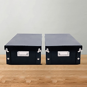Snap-N-Store VHS Storage Box - Pack of 2 - Durable Movie Organizer Set with Lids - Boxes Hold up to 30 VHS Tapes - Black