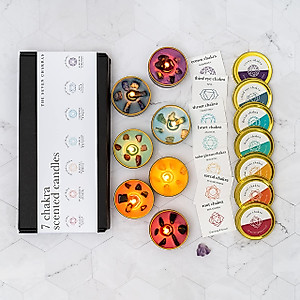 Chakra Candle Box Set of 7 with Crystals Inside | for Aromatherapy, Meditation, Yoga, Reiki and Mindfulness | Gift Box Candles