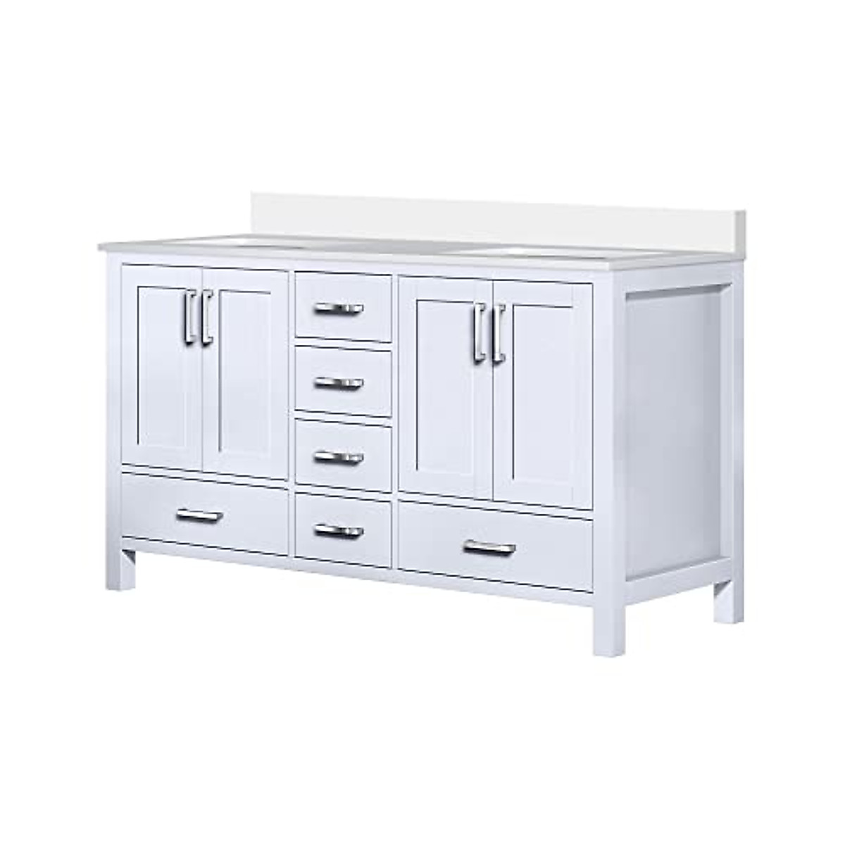 Bell+Modern Big Sur 60 in. W x 22 in. D White Double Bath Vanity and White Quartz Top