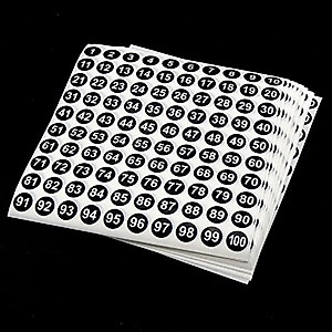 Number Stickers MEETOOT 20 Sheets 1 to 100 Consecutive Number Stickers Self Adhesive 0.4" Round Number Labels