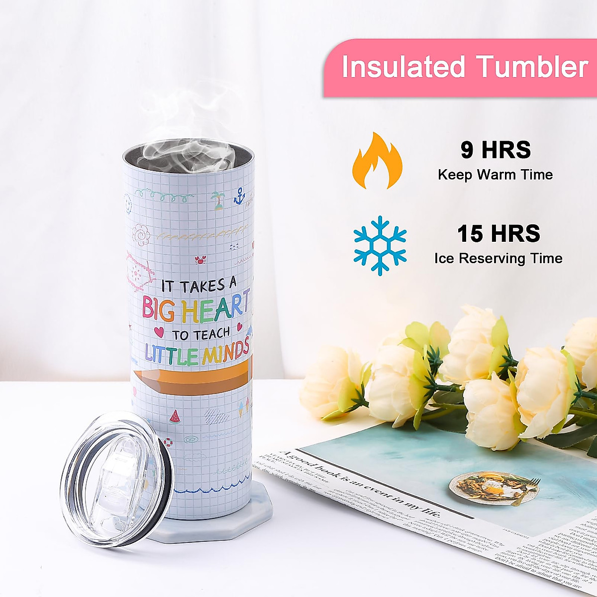 DHQH Best Teacher Christmas Gifts Teacher Appreciation Gifts Set Box,20 oz Insulated Tumbler for Women,Funny Thank You Mothers Day Gifts for Teachers