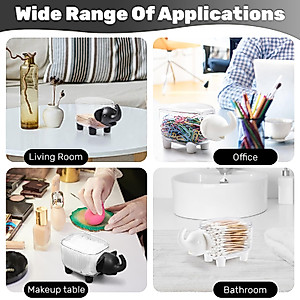 Roucerlin 2 Pack Clear Elephant Shape Cotton Swab Holder, Cute Cotton Pad Ball Dispenser, Plastic Storage Container Bathroom Canisters with Lids for Floss Toothpick Vanity Organizer (Elephant)