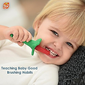 Razbaby RaZberry Baby Teether & Toothbrush, BerryBumps Soothe and Massage Sore Gums, Perfectly Sized, 1 Oz