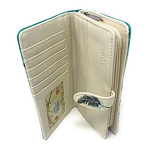 Shag Wear Palm Tree Large Summer Wallet for Women and Teen Girls Vegan Faux Leather 7" Teal