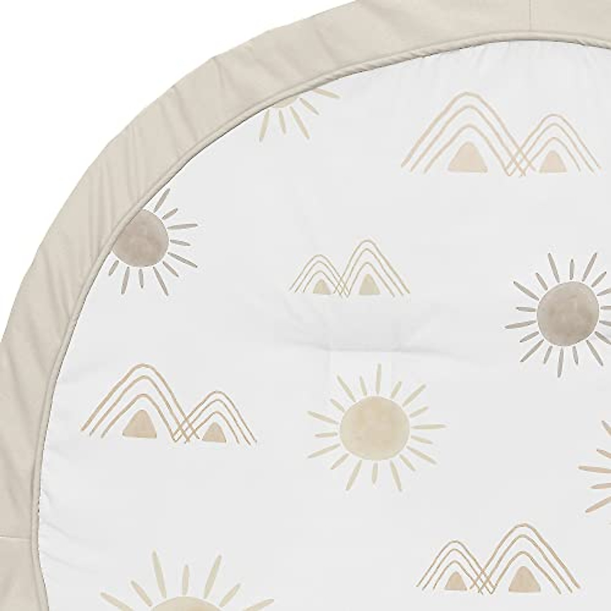 Sweet Jojo Designs Boho Desert Sun Taupe Playmat Tummy Time Infant Boy Girl Baby Play Mat Neutral Tan Beige Ivory Gold Cream Off White Bohemian Mountain Nature Outdoors Geometric Minimalist Sunshine