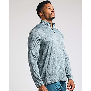 Real Essentials Mens Quarter 1/4 Zip Pullover Men Sweatshirt Long Sleeve Shirts 1/2 Athletic Fishing Dry Fit Shirt Gym Running Compression Golf Half Top Workout Sweatshirts, Set 3, L, Pack of 3