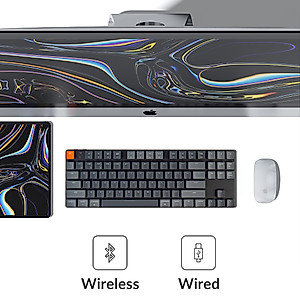 Keychron K1 SE, 87 Keys Ultra-Slim Wireless Bluetooth/USB Wired Mechanical Keyboard with RGB LED Backlit, Hot Swappable Low-Profile Gateron Mechanical Brown Switch Compatible with Mac Windows