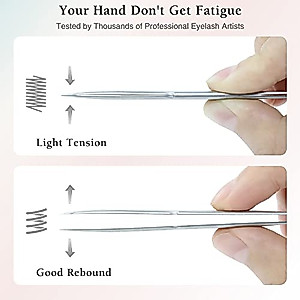 Eyelash Extension Tweezers for Individual and 3D 5D 6D Volume Lashes Curved Point Professional Stainless Steel Precision Lash Extension Tweezers
