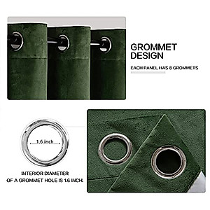 MIULEE 100% Blackout Velvet Curtains 84 Inches Long Olive Green Curtain Drapes for Luxury Bedroom Living Room Darkening Thermal Insulated Grommet Curtains for Light Blocking Set of 2