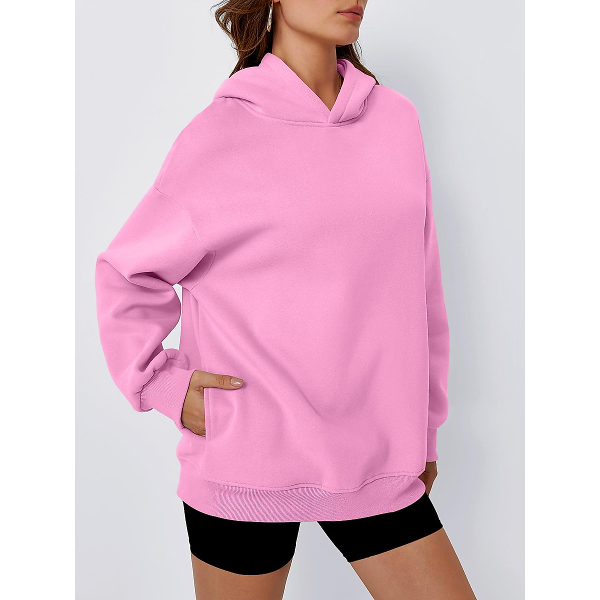 Trendy Queen Womens Oversized Hoodies Fleece Hooded Sweatshirts Casual Pullover Fall Winter Outfits Long Sleeve Tops 2025 Pink M