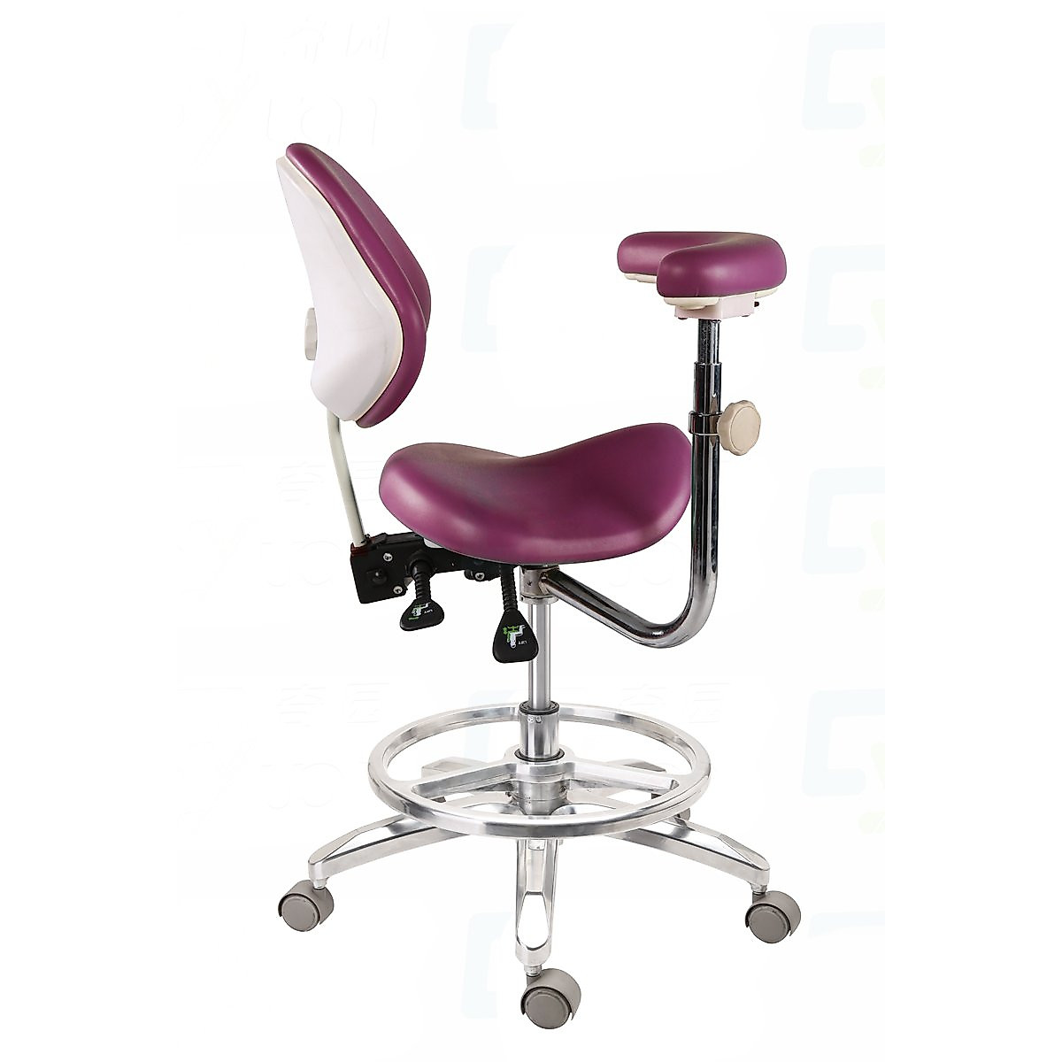 Aphrodite Dental Deluxe Mobile Saddle Chair Micro Fiber Leather Assistant Doctor Stools High End by Purple-Violet