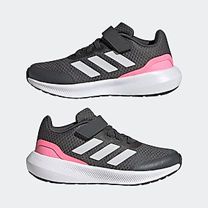 adidas Run Falcon 3.0 Shoe, Grey/Crystal White/Beam Pink (Elastic), 2 US Unisex Little Kid