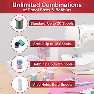 SINGER Double-Sided Thread Spool Organizer - Clear Storage Sewing Box for Embroidery, Craft Room Organization, Stackable Storage Container for Craft & Sewing, Thread Box Storage, Craft Organizer