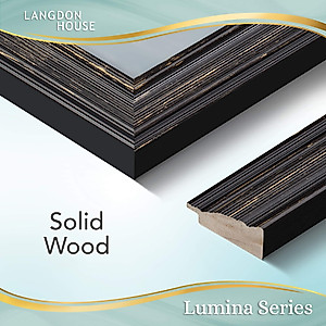 Langdon House 11x14 Real Wood Picture Frames (Barnwood Black - Gold Accents, 2 Pack), French Country Style Wooden Photo Frame 11 x 14, Lumina Collection