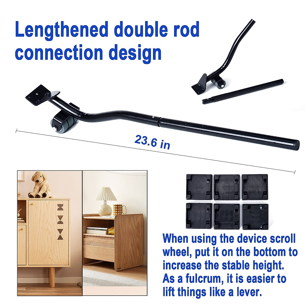 Goyappin Furniture Moving Tool, Furniture Dolly 5 Wheels, Heavy Duty Furniture Movers Furniture Lifter Moving Dolly, 3300 LBS Max. Load, 5 Wheels Roller Dolly for Refrigerator, Sofa, Cabinet