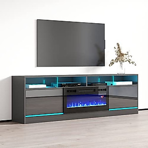 Disparo BL-05 Electric Fireplace 79" TV Stand Gray