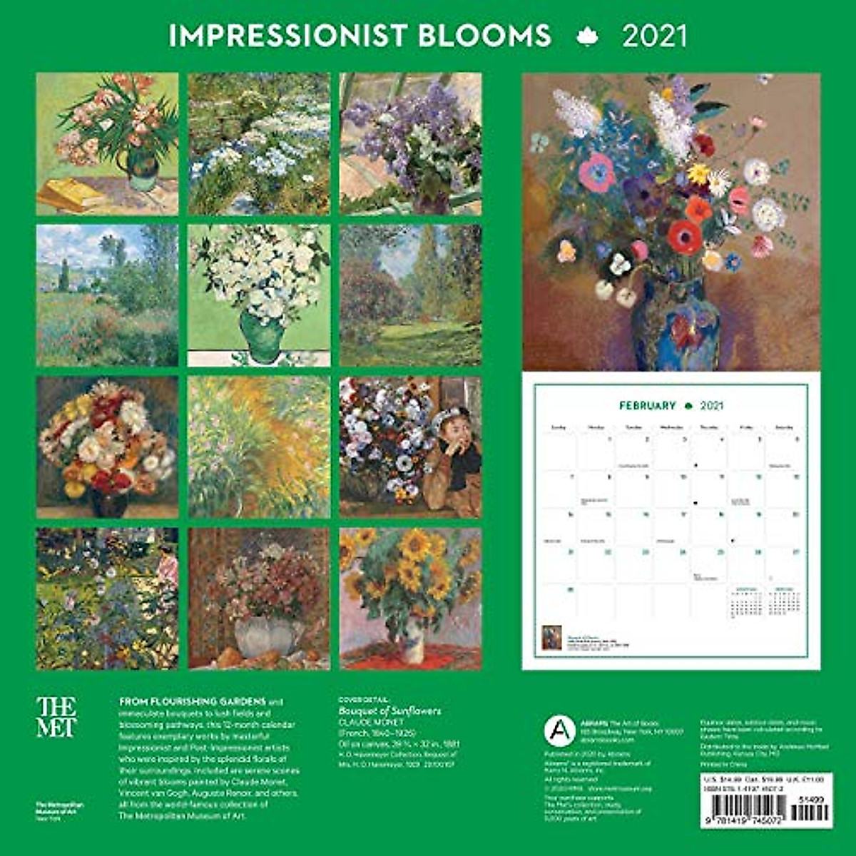 Impressionist Blooms 2021 Wall Calendar