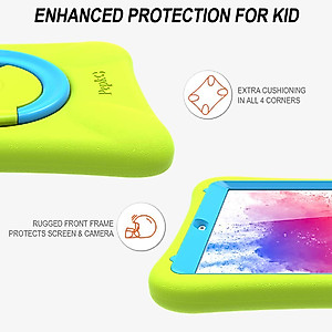 PEPKOO Kids Case for iPad 9.7 2017/2018 - Lightweight Shockproof Handle Stand Rugged Cover for Apple iPad 6th Generation/5th Gen/Air/Air 2 (Green)