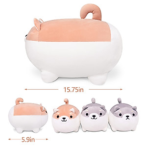 Shiba Inu Plush, 5 PCS Shiba Inu Stuffed Animal Family, 15.8" Corgi Plushie Cute Soft Plush Pillow Toy Anime Kawaii Plush Soft Corgi Pillow,Dog Mommy with 4 Puppies Plush Toy Gifts for Boys Girls