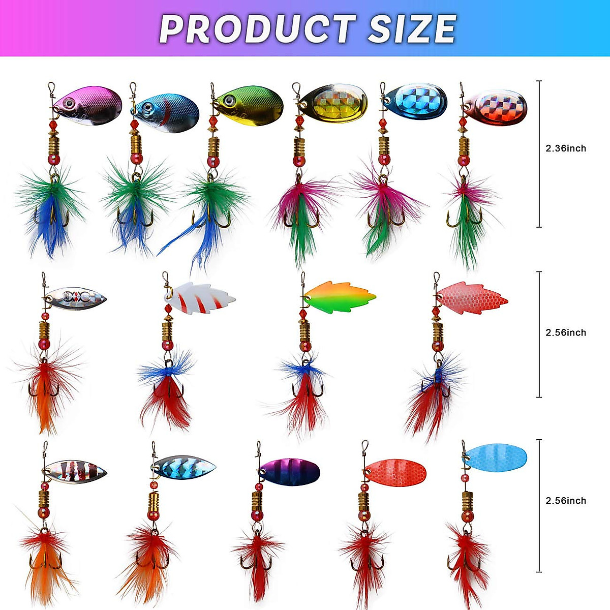 30pcs Fishing Lures Spinner Baits Bass Lures Trout Lures Hard Metal Spinnerbaits Fishing Spinners Lures Kit for Pike Salmon Walleye Freshwater Saltwater Fishing