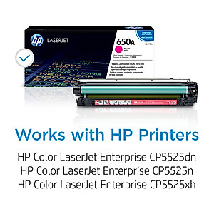 Original HP 650A Magenta Toner Cartridge | Works with HP Color LaserJet Enterprise CP5525 Series | CE273A