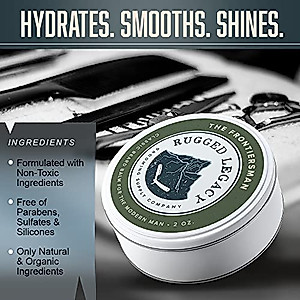 Rugged Legacy - Beard Balm, The Frontiersman 2oz Beard Balm for Men, Woodsy Scented Beard Balm with Notes of Molasses, Beard Balm Made with Natural Oils that Enrich Your Entire Beard - Roots To End