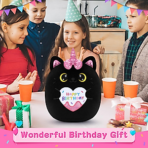 Happy Birthday Gift Black Cat Plush Toys-11'' Black Cat Plushies Anime Plush-Kawaii Birthday Plushie Stuffed Animals Cute Plushies, Black Cat Plush Pillow Cat Plushie Birthday Gifts for Kids