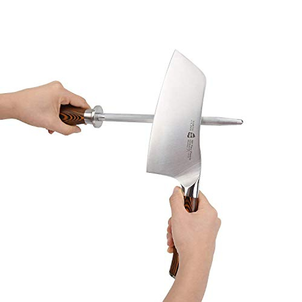 TUO Knife Set 8pcs, Japanese Kitchen Chef Knives Set with Wooden Block, including Honing Steel and Shears, Forged German HC Steel with comfortable Pakkawood Handle, Fiery Series Come with Gift Box