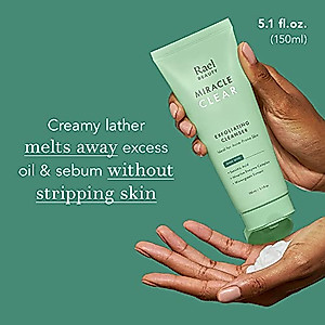 Rael Face Wash, Miracle Clear Exfoliating Cleanser - Face Cleanser for Oily and Acne Prone Skin, Gentle Facial Cleanser, Hydrating, w/Succinic Acid & Minerice, Vegan, Cruelty Free (5.1 fl. oz)
