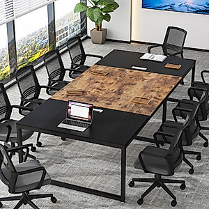 Tribesigns 8FT Conference Table, Large Rectangle Shaped Meeting Table with Grommet, Modern Seminar Boardroom Table for Office Conference Room, 94.49" L x 47.24" W x 29.52" H
