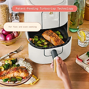 Beautiful Drew Barrymore 3-Quart Digital Air Fryer, TurboCrisp Technology, 4 Presets, 170°F-400°F, Non-Stick, Dishwasher Safe, 1200 Watt. (White Icing)