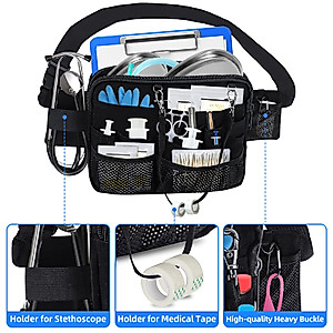 Nurse Fanny Pack for Women Medical Nursing Fanny Pack for Nurses Nurse Tool Belt with Tape Holder Nurse Waist Bag for Stethoscopes, Bandage, Scissors and Other Emergency Supplies (Black)