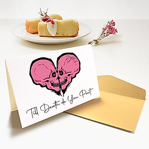 Chenive Funny Halloween Wedding Card, Skull Couple Greeting Card, Skeleton Engagement Card, Bridal Shower Card, Newlyweds Gift, Till Death Do You Part