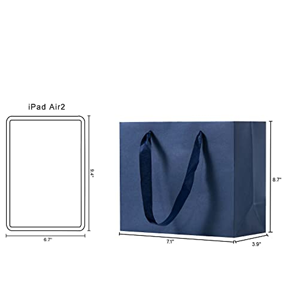 Sdootjewelry Blue Gift Bags, Navy Gift Bag with Handles 8.7×3.9×7.1'' Kraft Paper Bags 20 Pack Heavy Duty Shopping Bags Matte Paper Bags Party Bags Shopping Bags Merchandise Bags