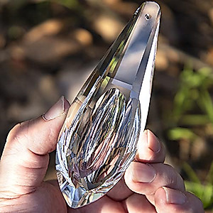 YU FENG 5inch Large Suncatcher Prism Pendant Horse-Eye Shape Clear Faceted Crystal Drop Rainbow Maker Window Garden Hanging Decoration Ornament(120mm)