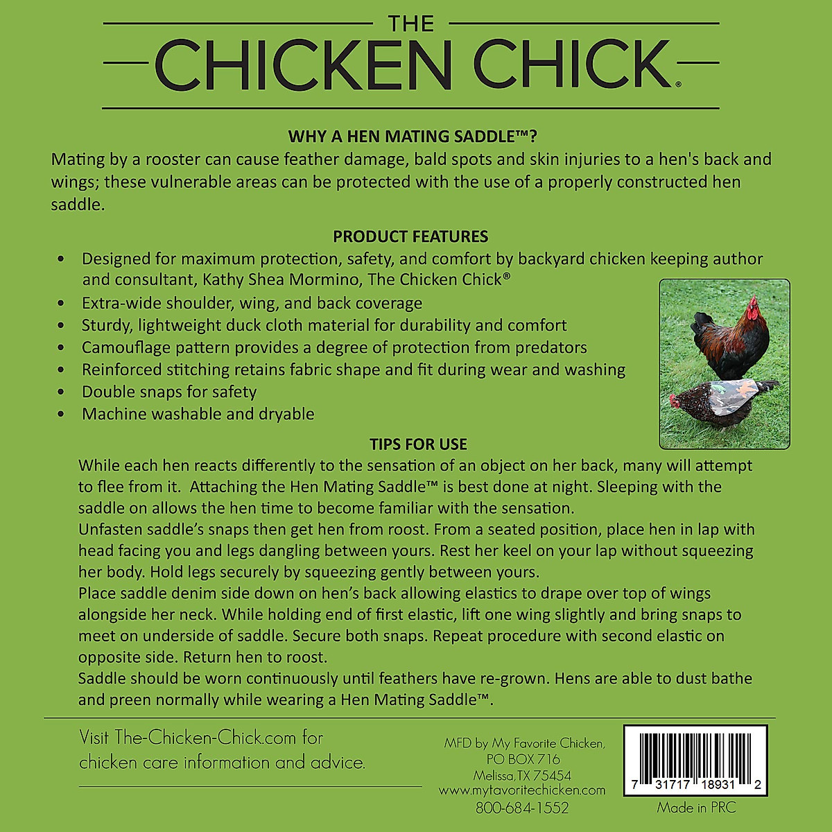 The Chicken Chick® Hen Mating Saddle Standard…