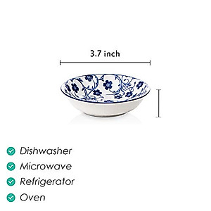 Selamica Ceramic Dipping Bowls, 2.5oz Mini Bowls Soy Sauce Dish, Dip Bowls, Appetizer Side Dishes for Sushi,Sauce, Party, Pinch Bowls Pack of 6 (Vintage Blue)