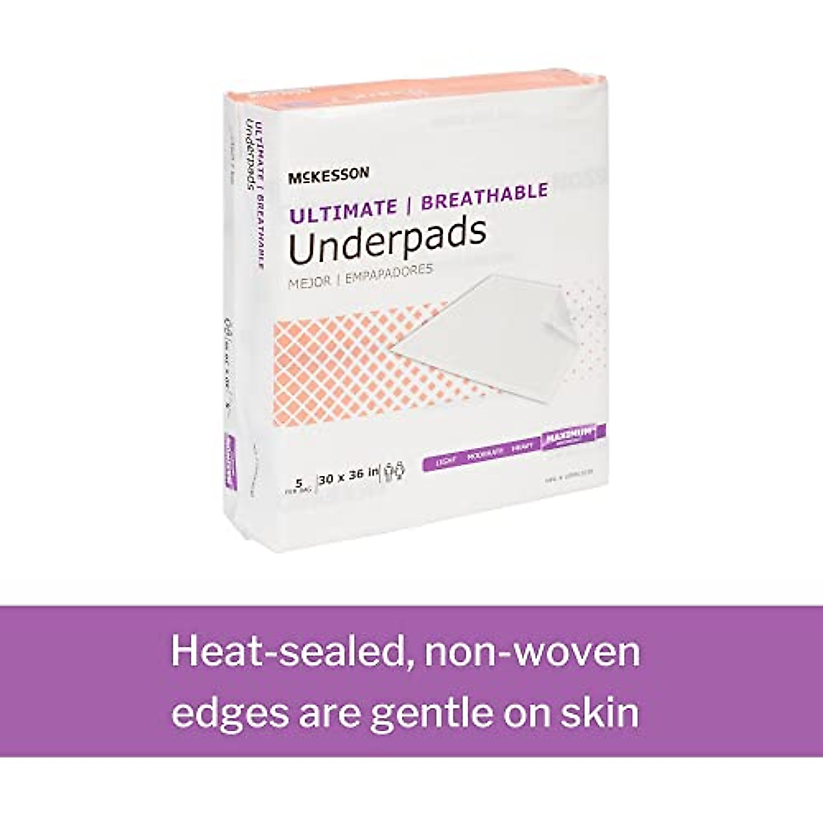 McKesson Maximum Breathable Underpads, Incontinence, Maximum Absorbency, 30 in x 36 in, 70 Count